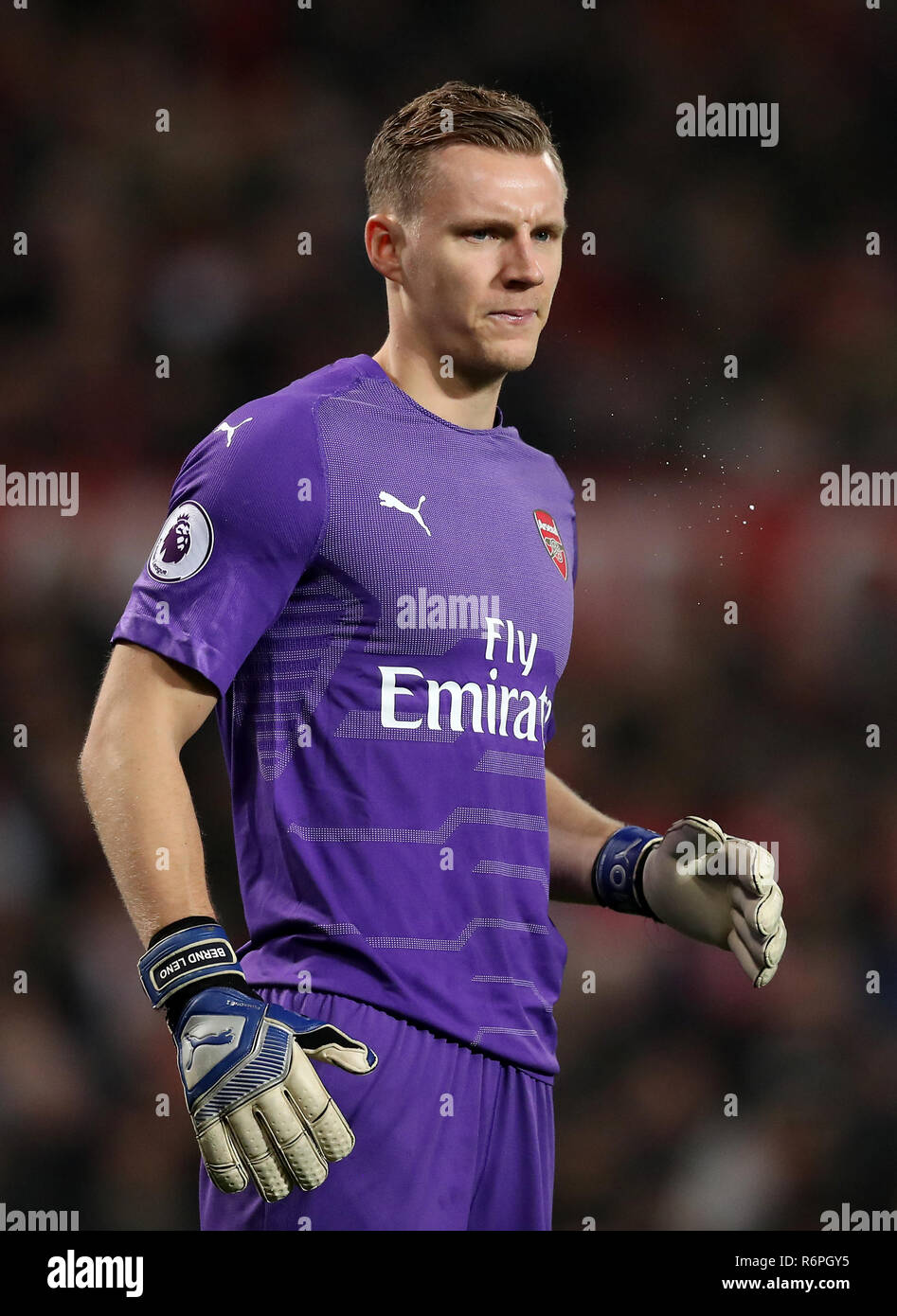 Arsenal goalkeeper Bernd Leno during the Premier League match at Old ...