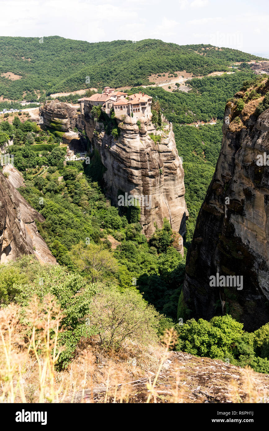 Meteora region of the village of Kalambaka Greece Stock Photo - Alamy