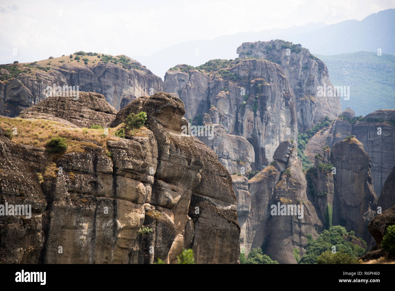 Meteora region of the village of Kalambaka Greece Stock Photo - Alamy
