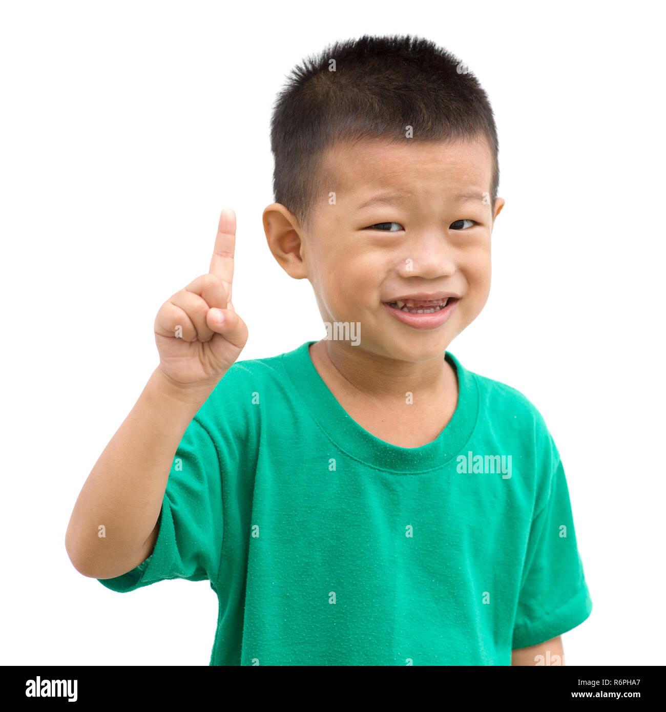 Asian boy showing number one Stock Photo - Alamy