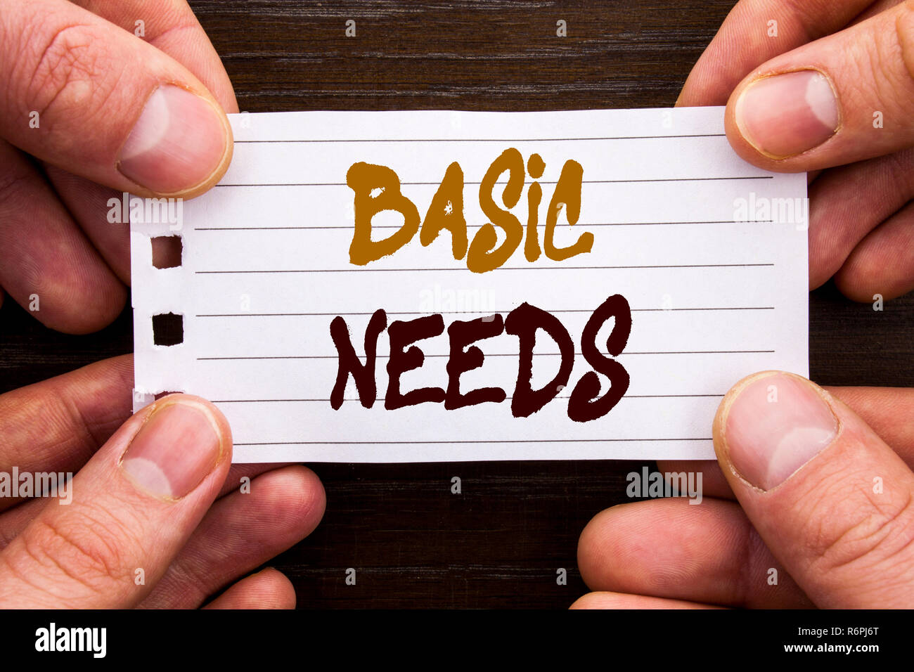 Handwritten text sign showing Basic Needs. Business concept for Health ...