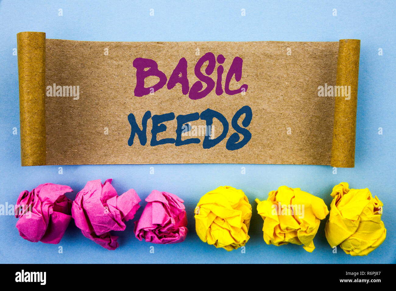 Handwriting text showing Basic Needs. Concept meaning Health In ...