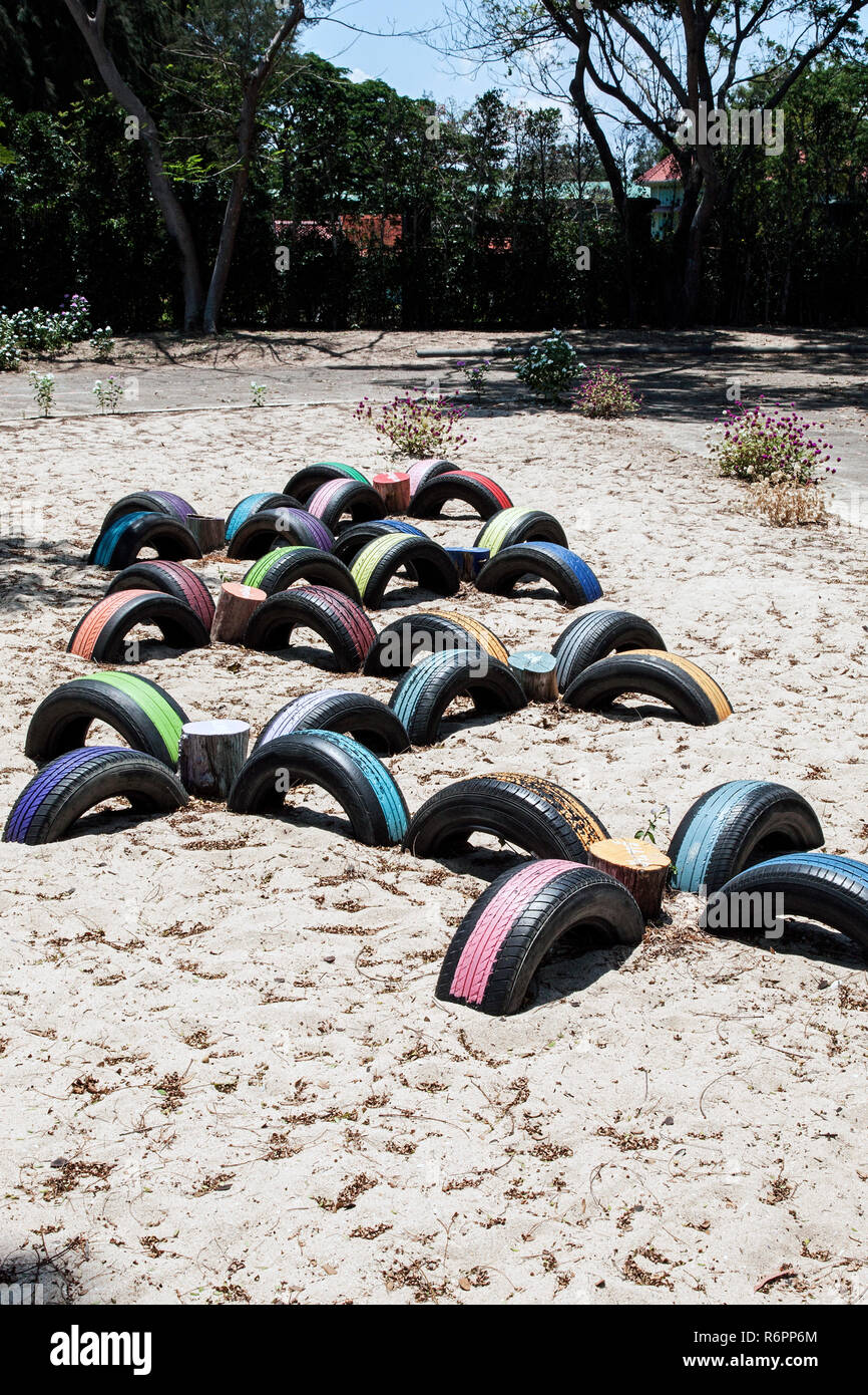 sand tire colours outdoors park play leisure Stock Photo - Alamy