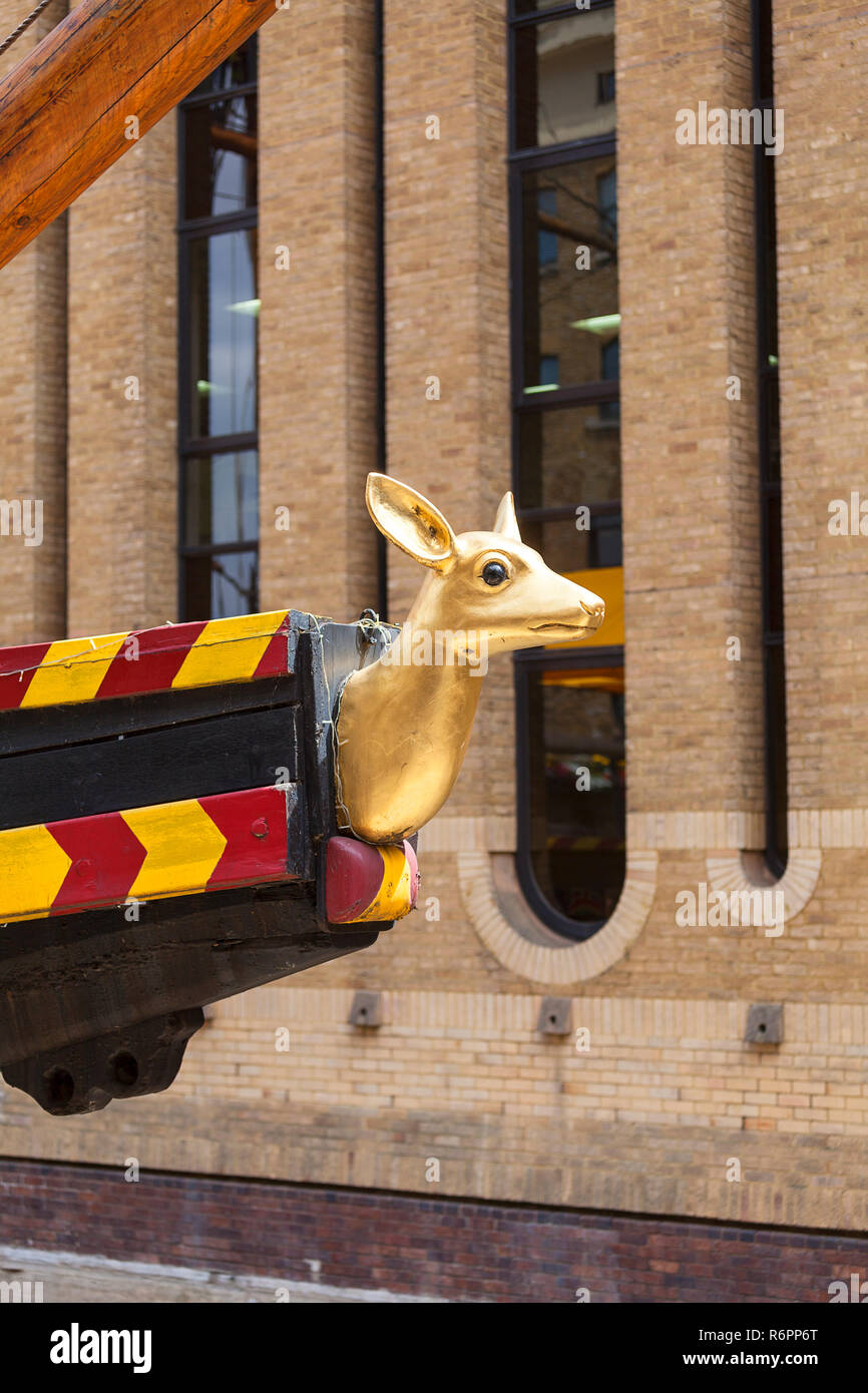 Golden Hind, replica of a 16th century ship in the seafront of St Mary ...