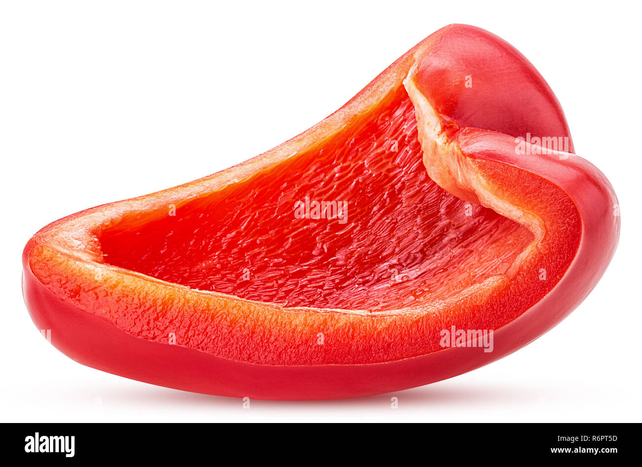 Red bell pepper slice isolated on white background Clipping Path Stock ...