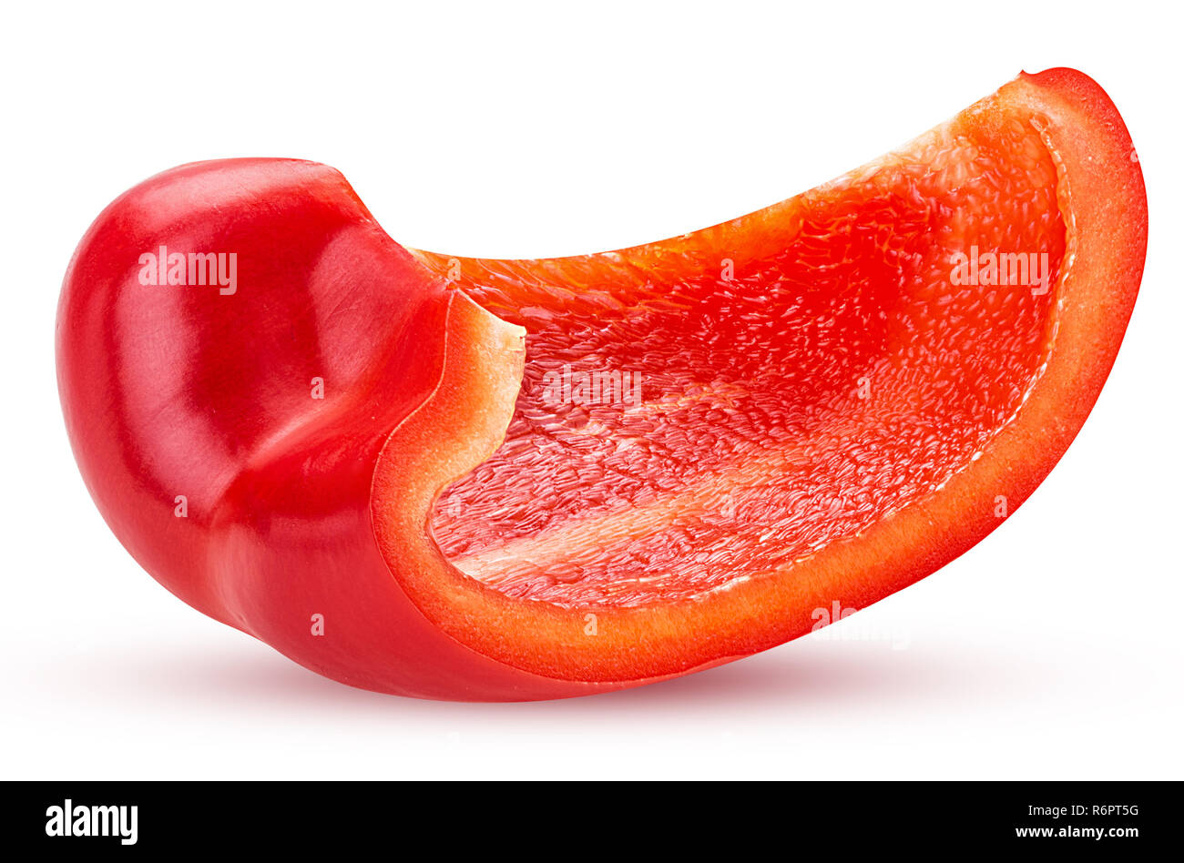 Red bell pepper slice isolated on white background Clipping Path Stock ...