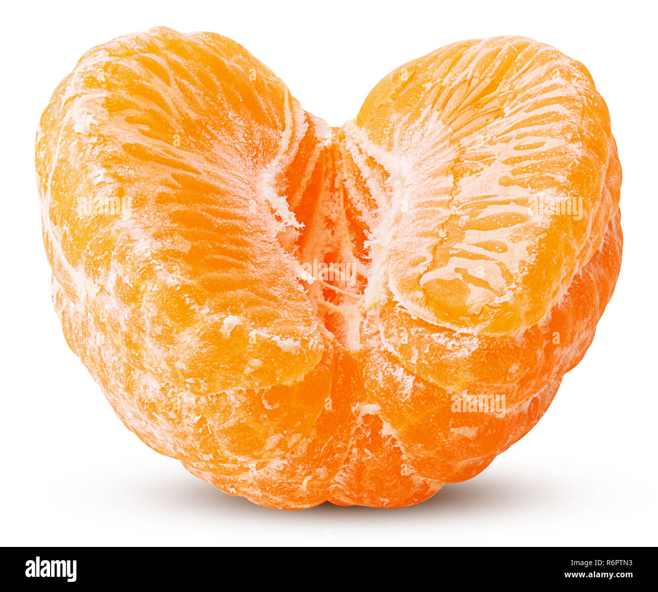 Fresh peeled tangerine half isolated on white background Clipping Path ...