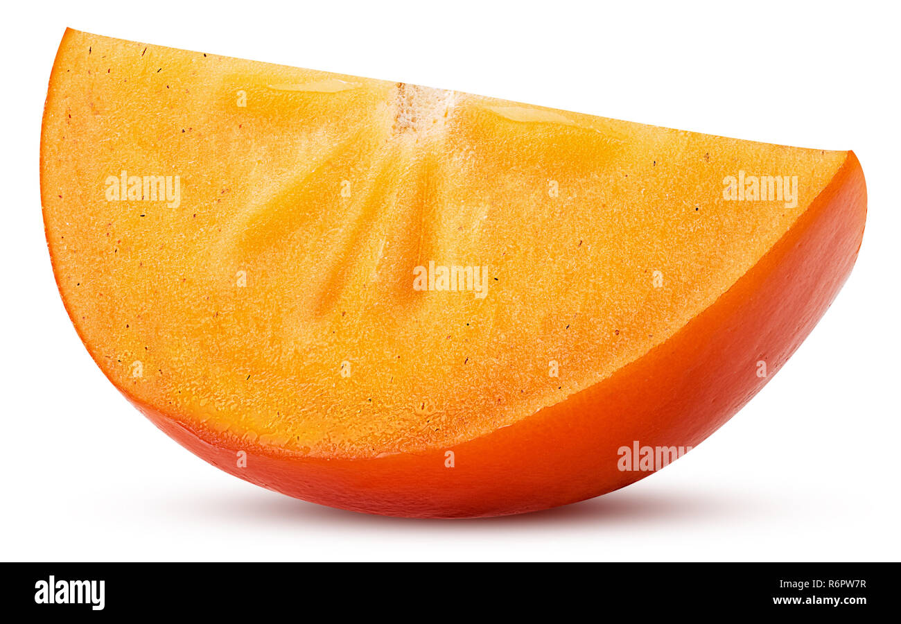Persimmon fruit slice isolated on white background. Clipping Path. Full ...