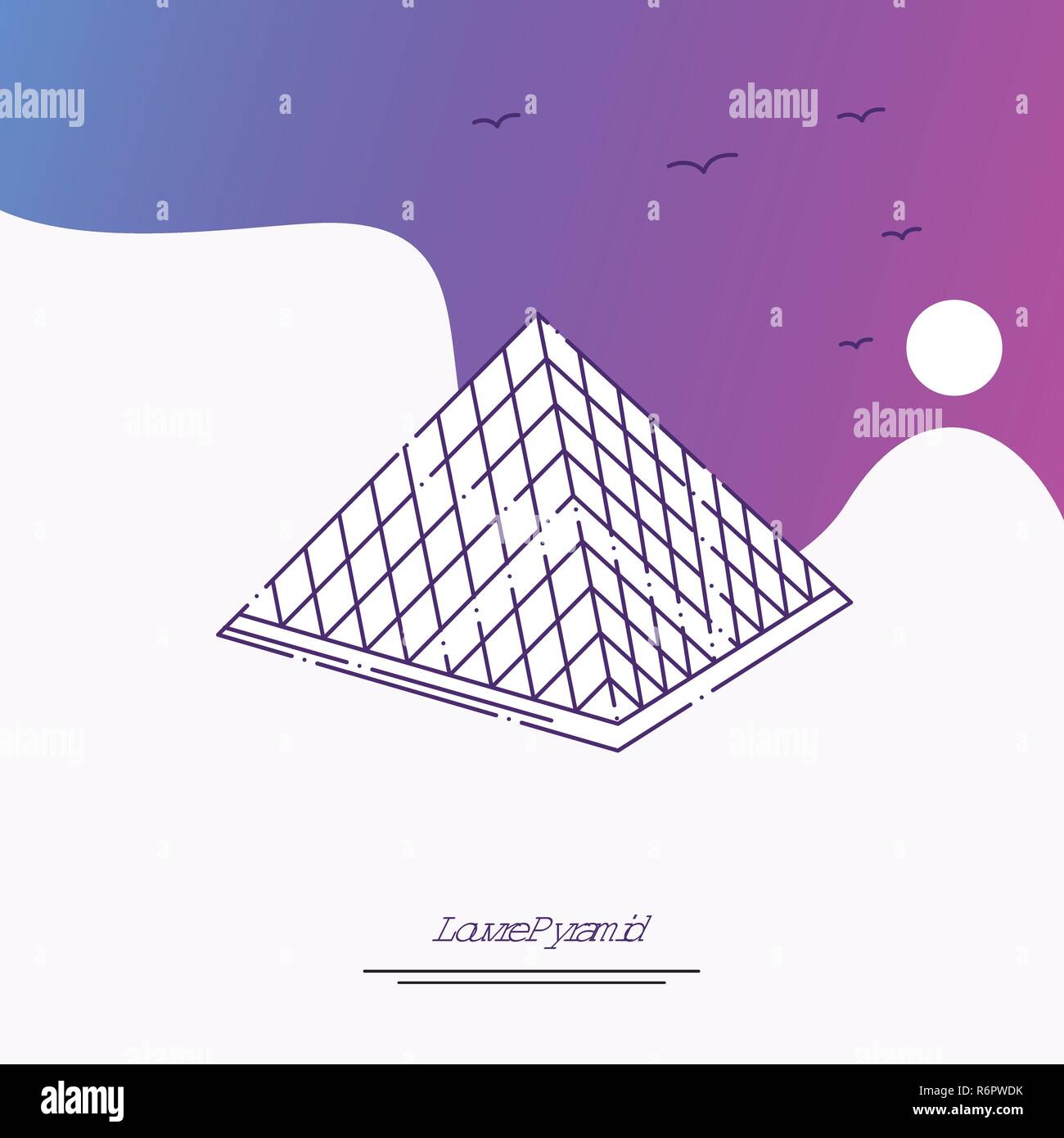 Travel LOUVRE PYRAMID Poster Template. Purple creative background Stock ...