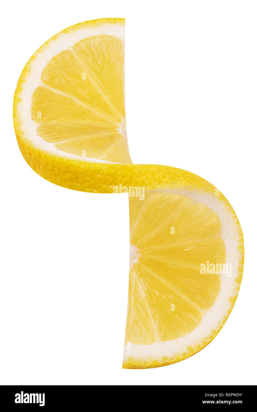 Lemon twisted slice isolated on white background. Clipping Path. Full ...