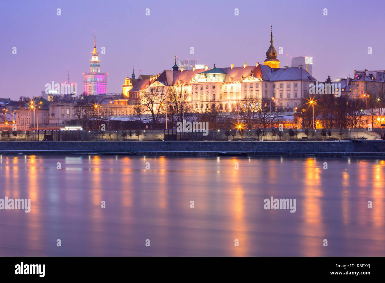 Old Town and river Vistula at night in Warsaw, Poland Stock Photo - Alamy