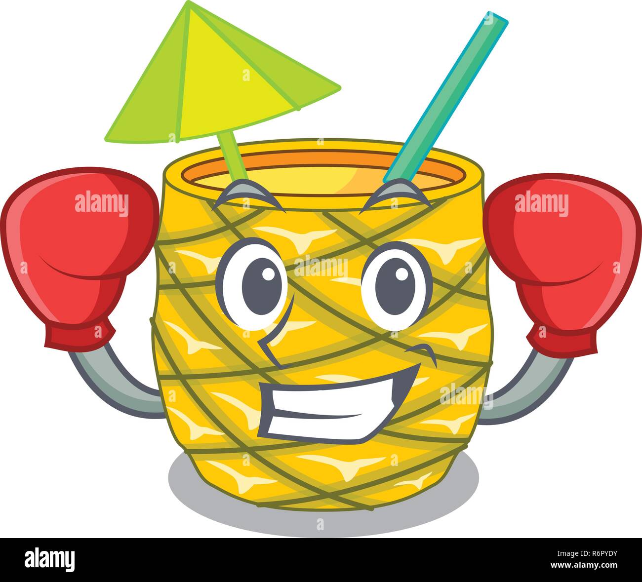 Boxing pineapple juice garnished with on cartoon Stock Vector Image ...