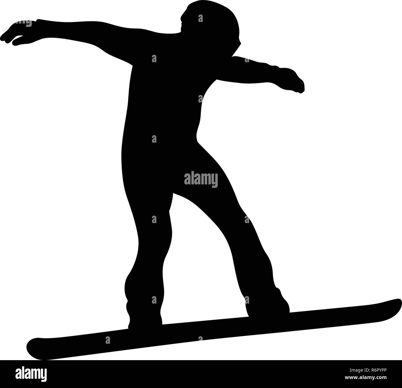 winter sport snowboarding rider in snowboard black silhouette Stock ...