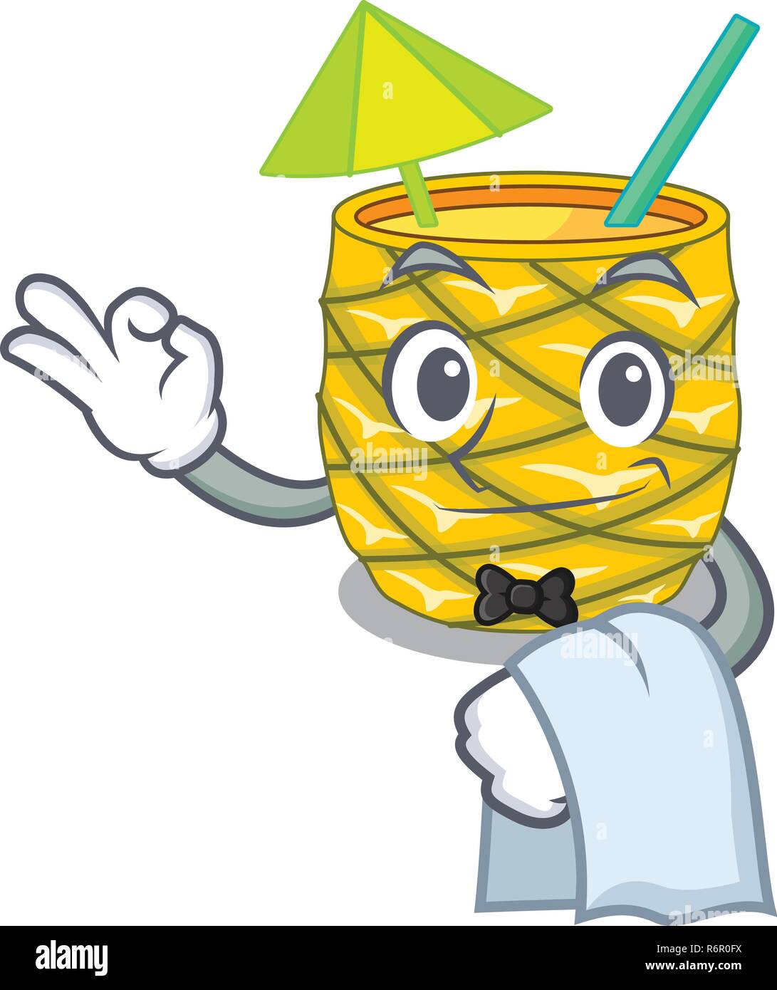 Waiter Pineapple fruit juice on character drink Stock Vector Image ...