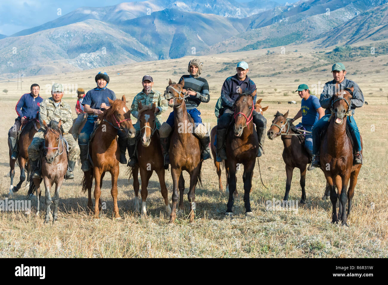 Traditional Kokpar or buzkashi in the outskirts of Gabagly national ...