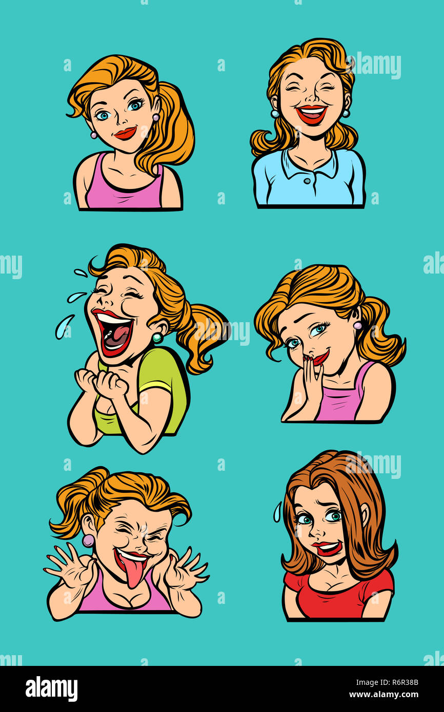 woman emotion set collection Stock Photo - Alamy