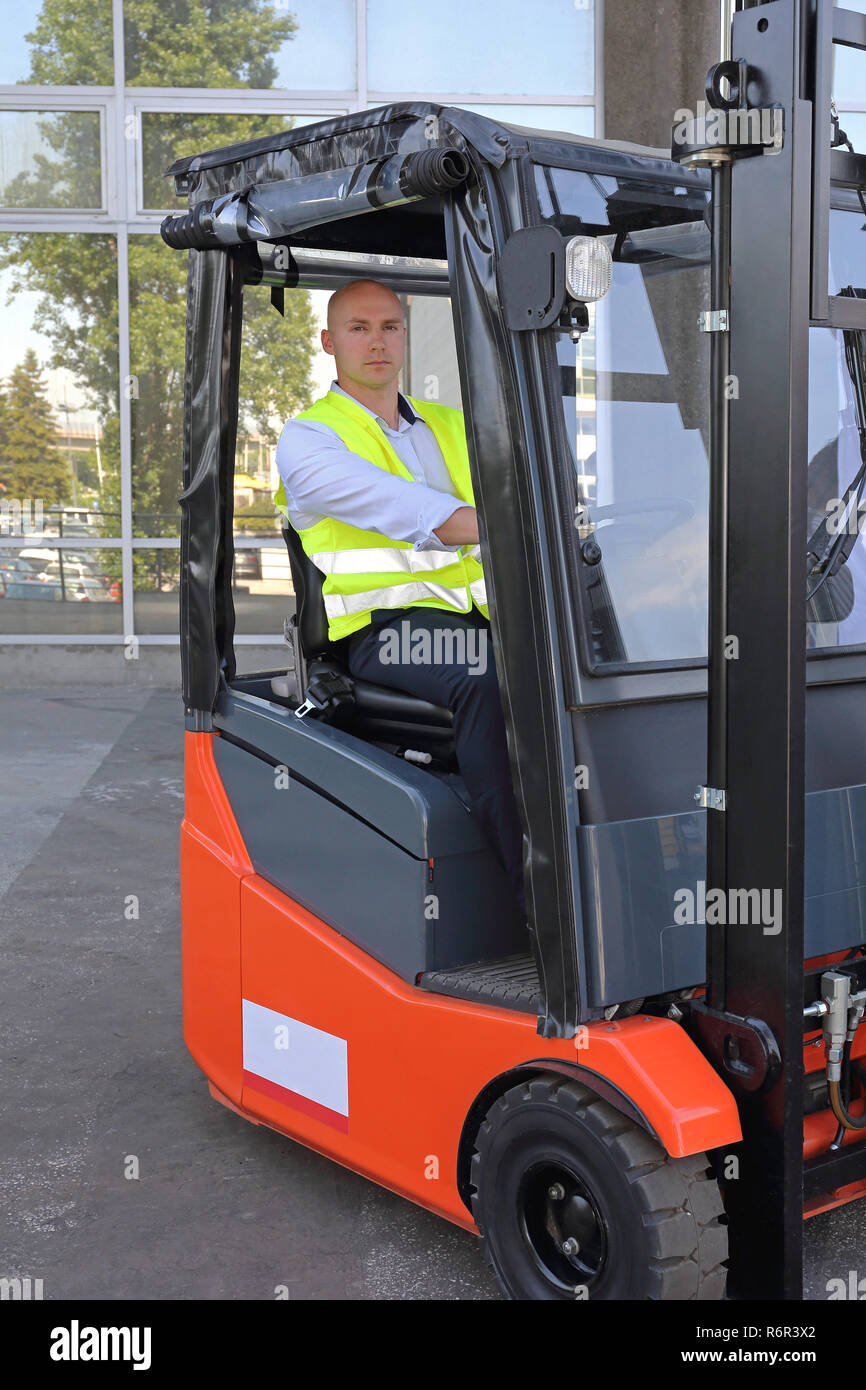 Bald Forklift Driver Stock Photo - Alamy