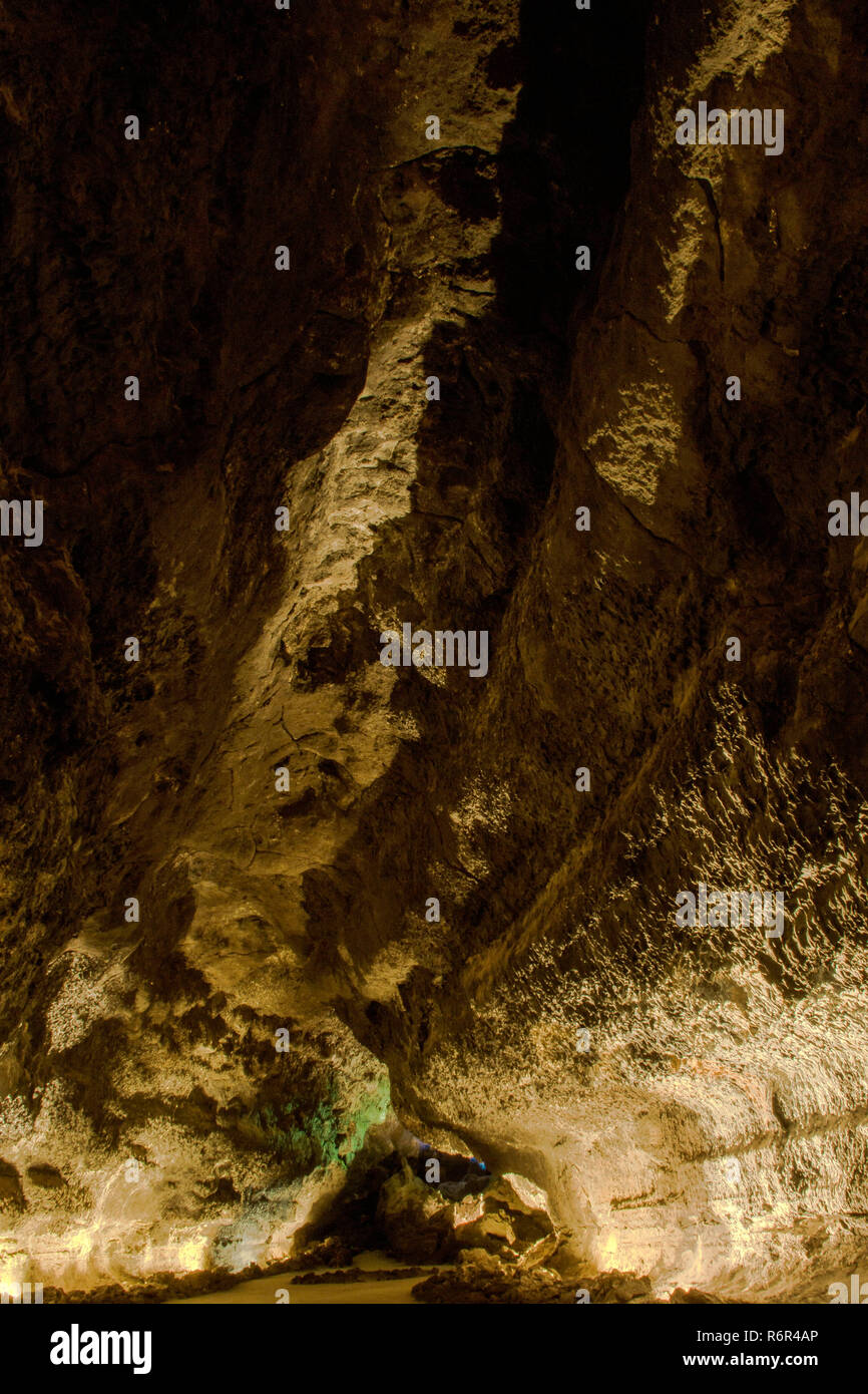 Inside volcanic cave "Cueva de los Verdes Stock Photo - Alamy