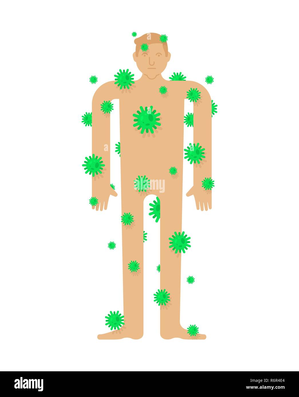 Sick man Viruses and bacteria. Diseased person. Disease human Stock ...