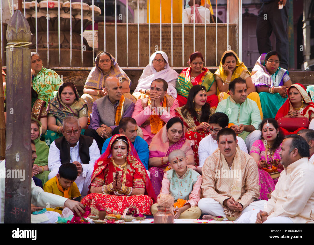 worshippers in the krishna sacred town of mathura in india Stock Photo ...