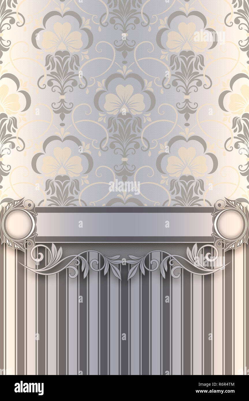 Vintage background with decorative border and floral old-fashioned ...