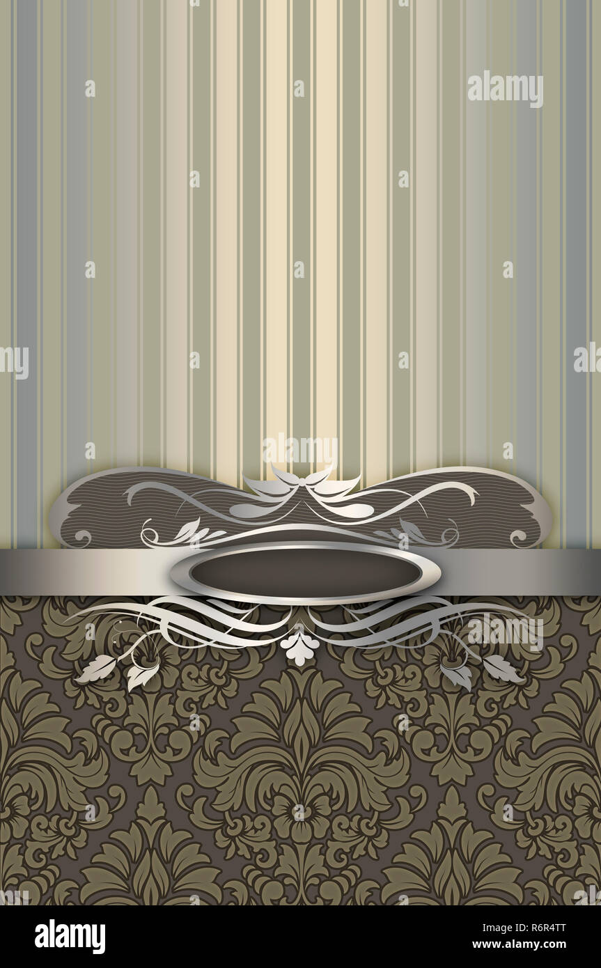 Vintage background with decorative silver border and elegant old ...
