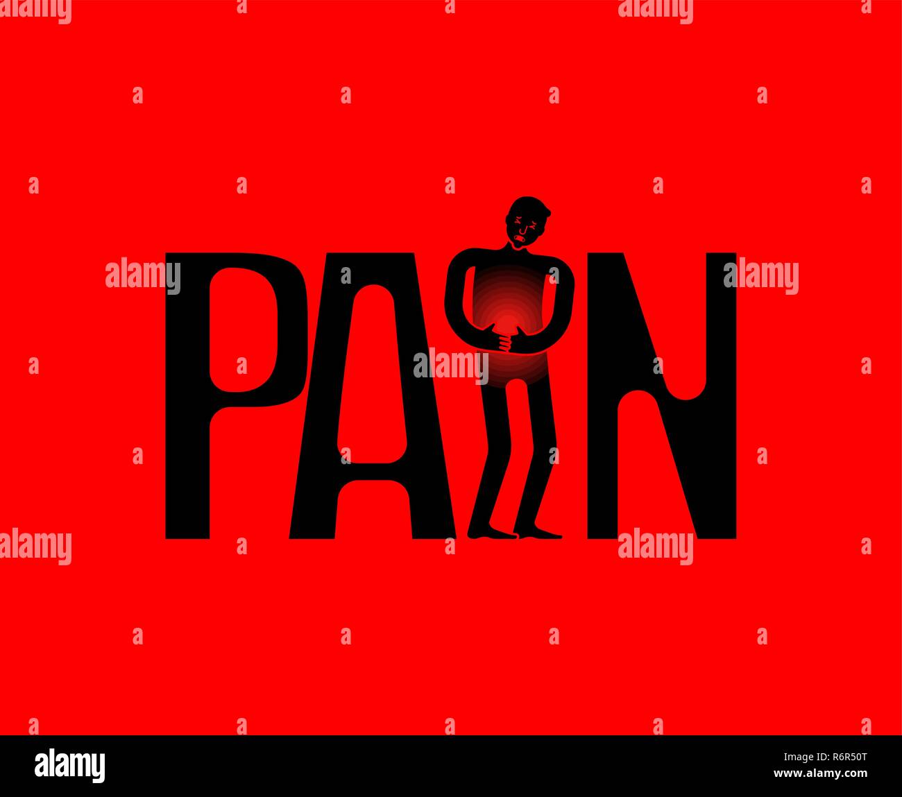 Pain symbol lettering. Sick person. Typography Letters and Disease ...