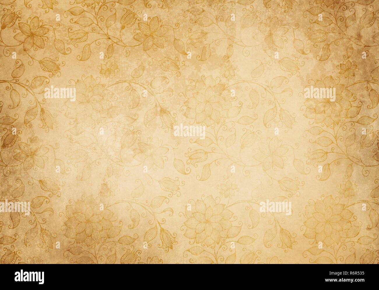 Old paper with floral patterns for background design Stock Photo - Alamy