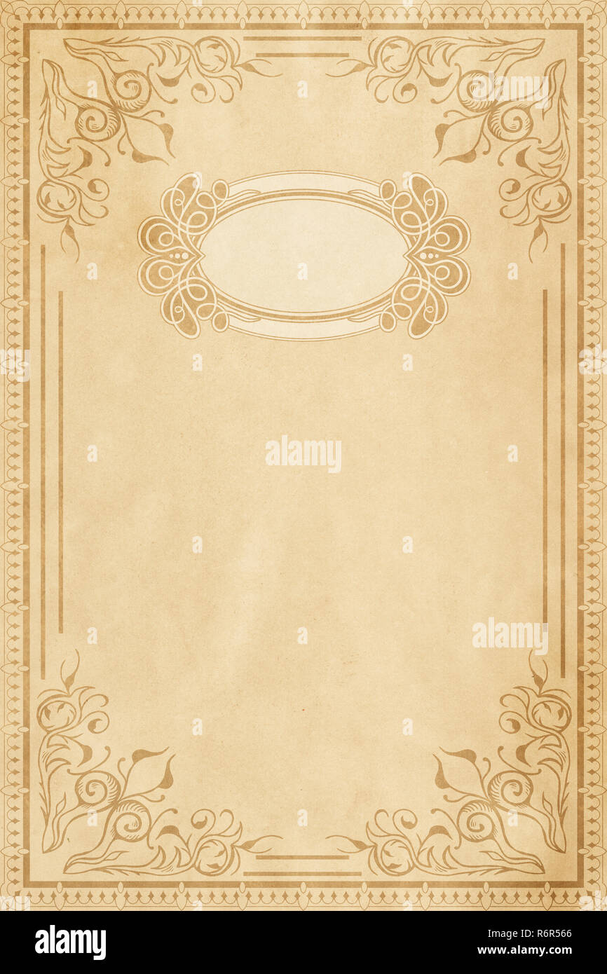 Vintage paper texture with decorative border and frame Stock Photo - Alamy