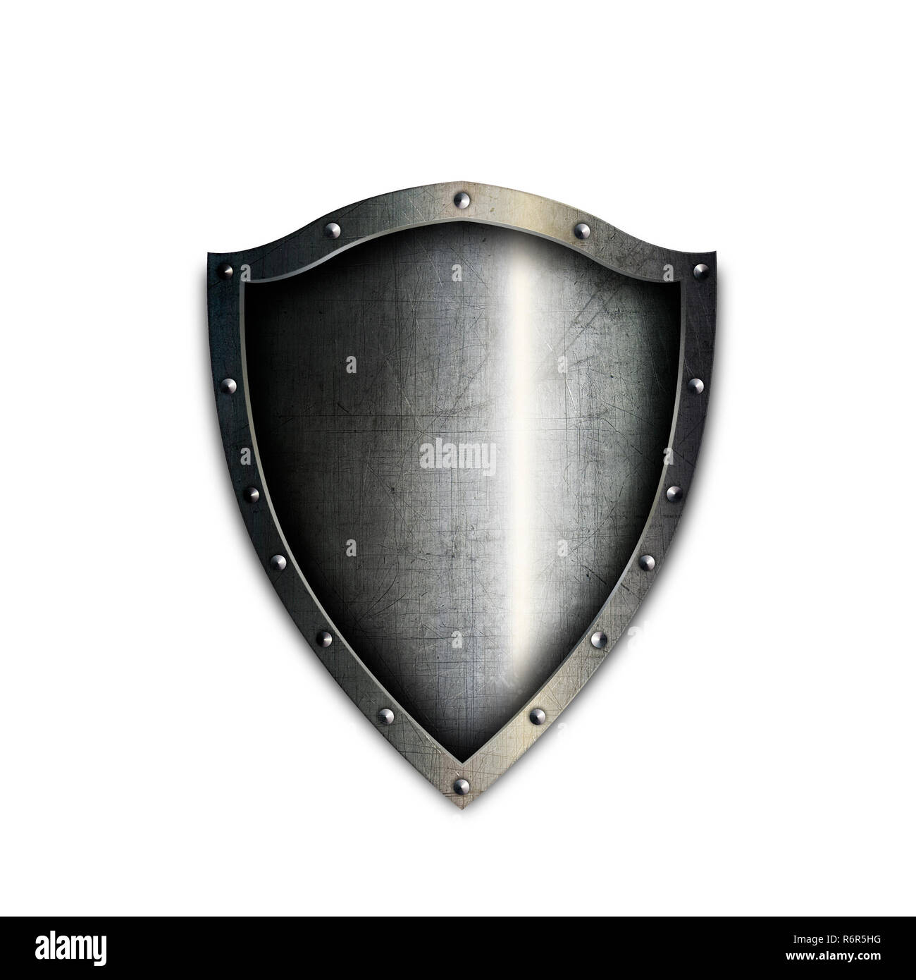 Ancient shield with riveted border on white background Stock Photo - Alamy