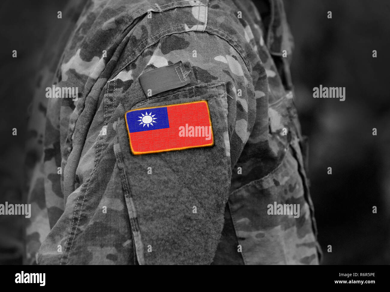 Flag of Taiwan on soldiers arm. Flag of Taiwan on military uniforms ...