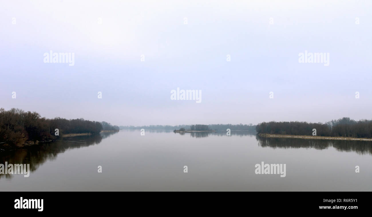 Vistula (Wisla) River in winter - Nowy Dwor Mazowiecki, Poland Stock ...