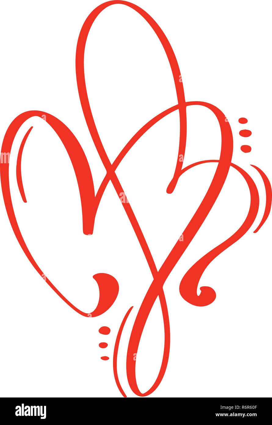 Love hearts flourish calligraphy hand drawn heart hi-res stock ...