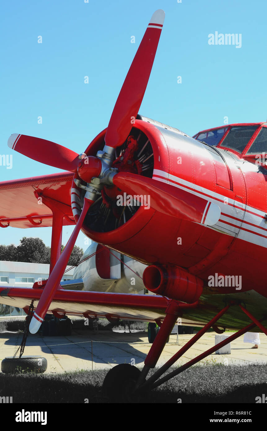 The front of the red plane Stock Photo - Alamy