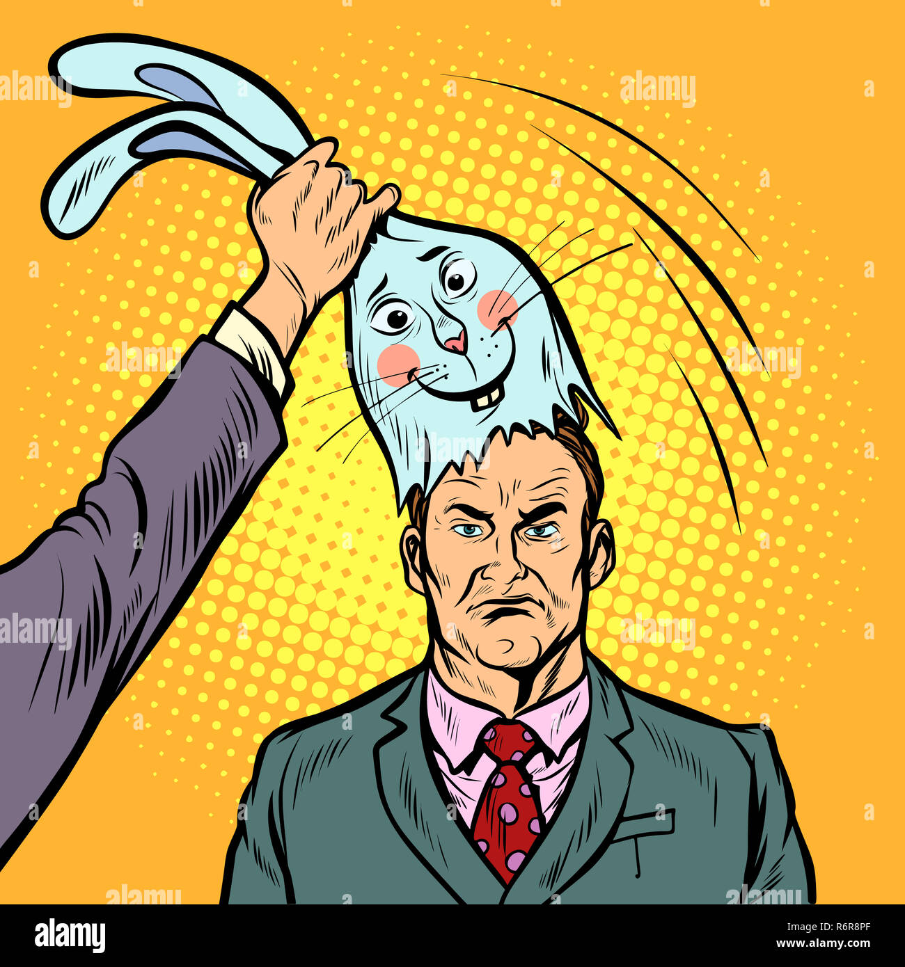 Negative man under the mask of a good Bunny Stock Photo - Alamy
