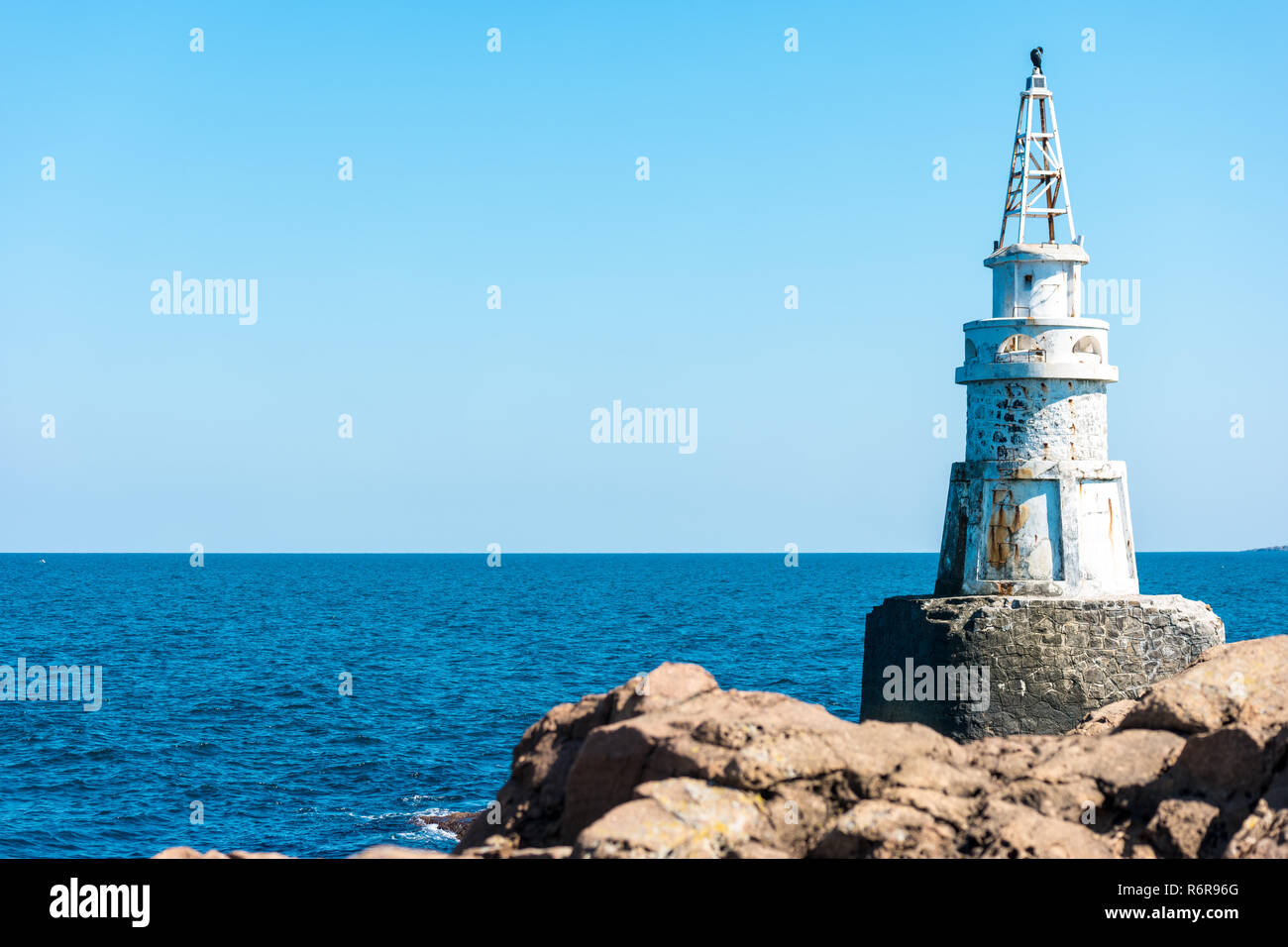 A lighthouse on the rocks. Black Sea. Ahtopol. Bulgaria Stock Photo - Alamy