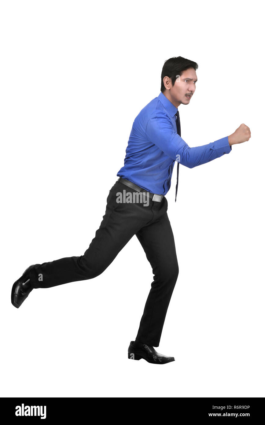 Portrait of asian businessman running Stock Photo - Alamy