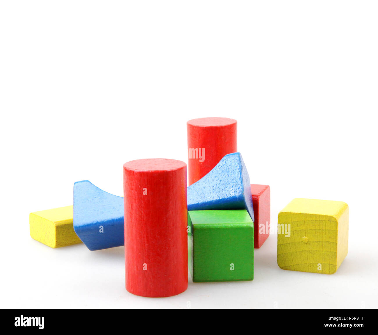 Wooden building blocks isolated on white background Stock Photo - Alamy