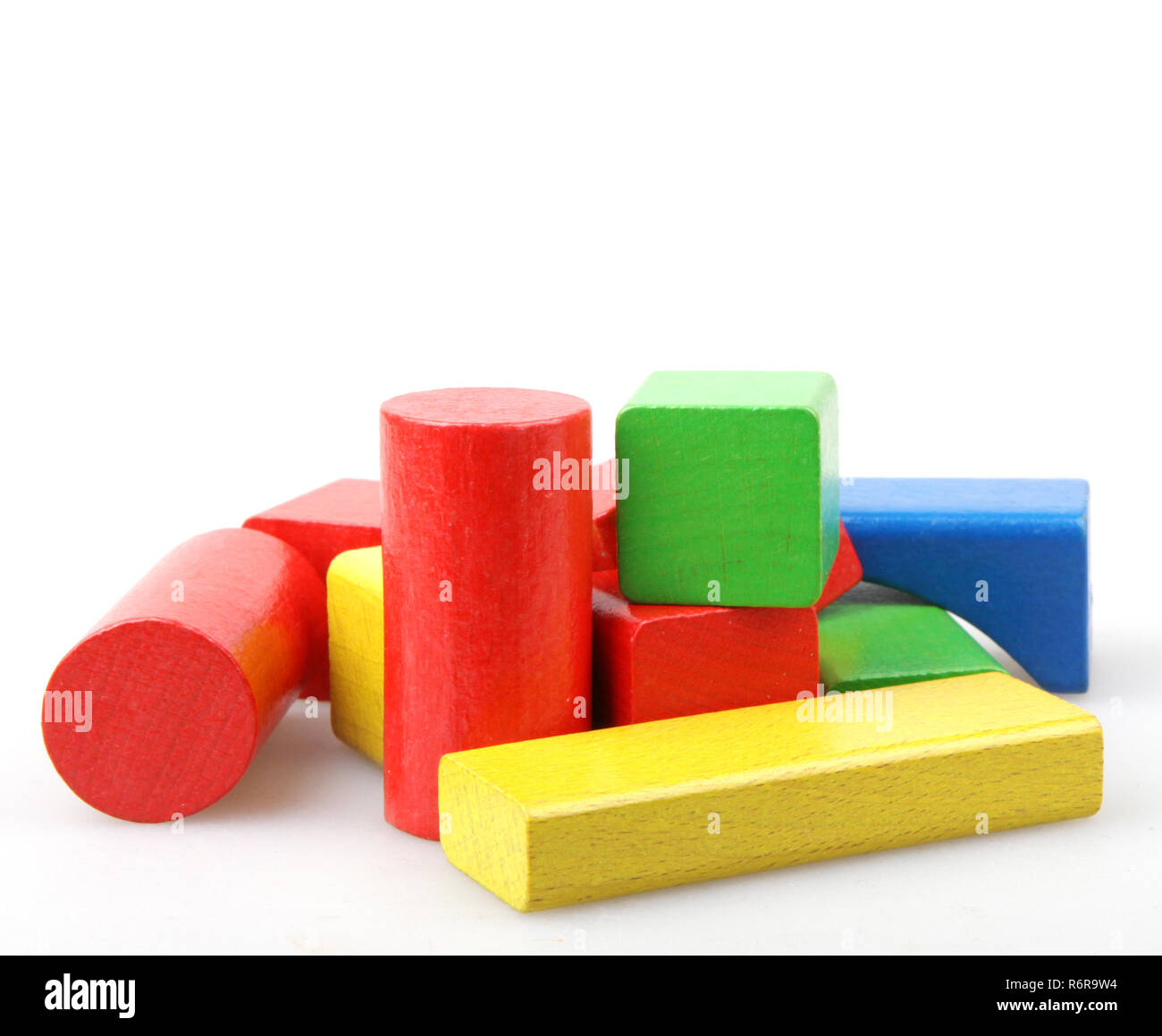 Wooden building blocks isolated on white background Stock Photo - Alamy
