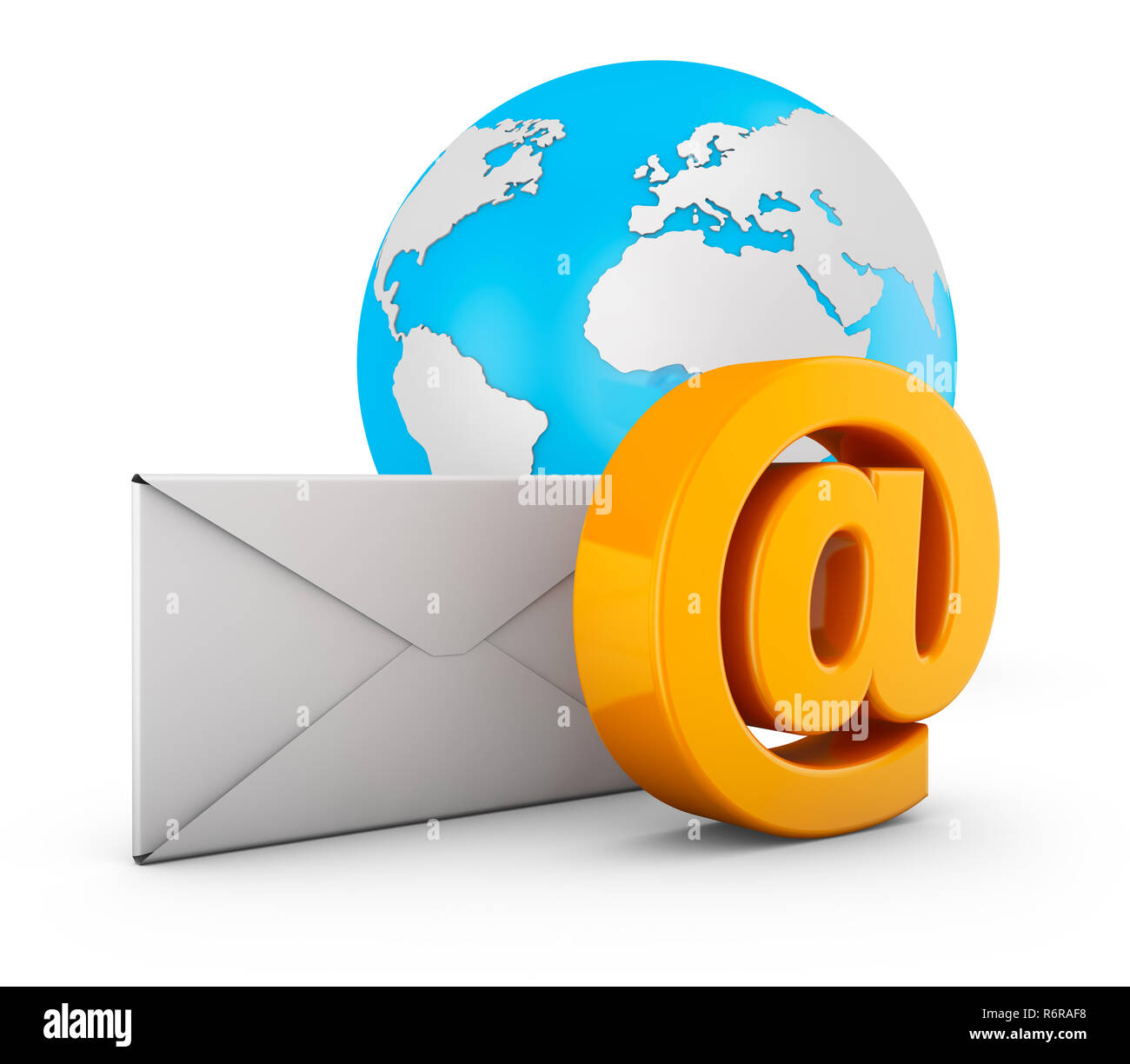 e-mail envelope and a globe Stock Photo - Alamy