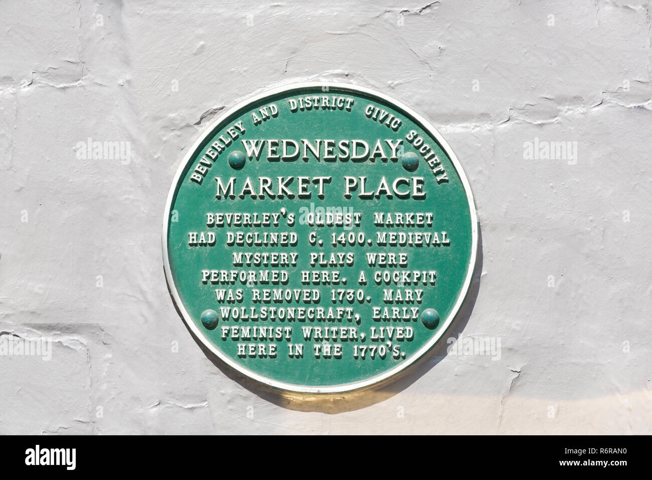 Historic plaque, Wednesday Market, Beverley, East Riding of Yorkshire ...