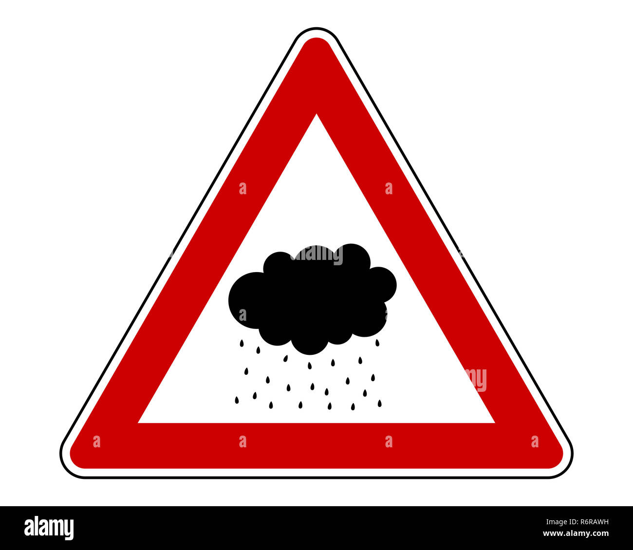 warning sign rain cloud on white Stock Photo - Alamy