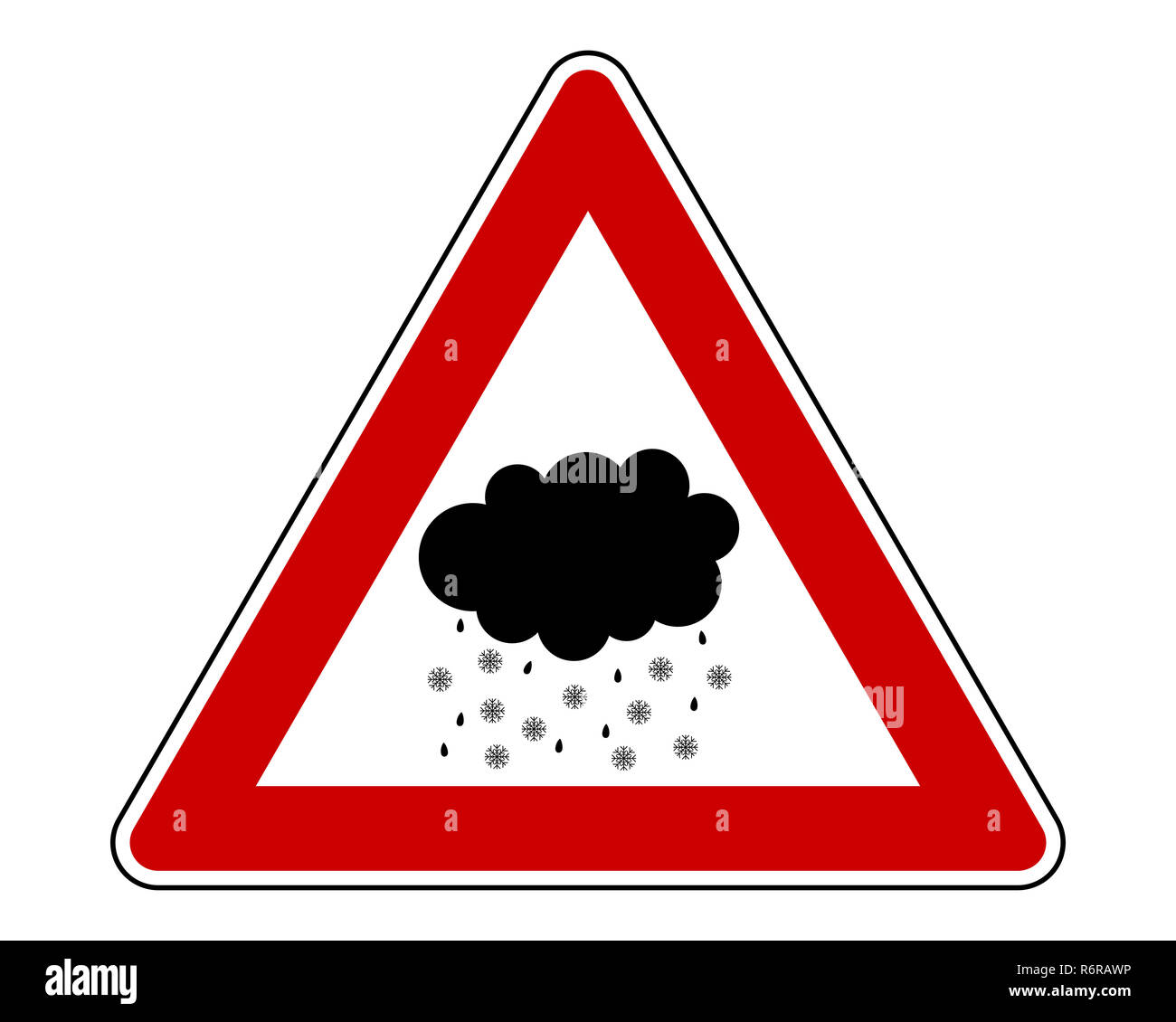 warning sign sleet on white Stock Photo - Alamy