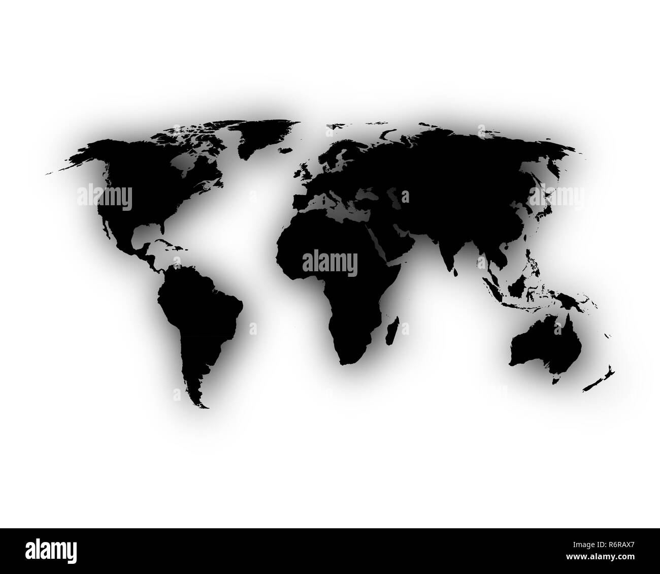 map of the world with shadow Stock Photo - Alamy
