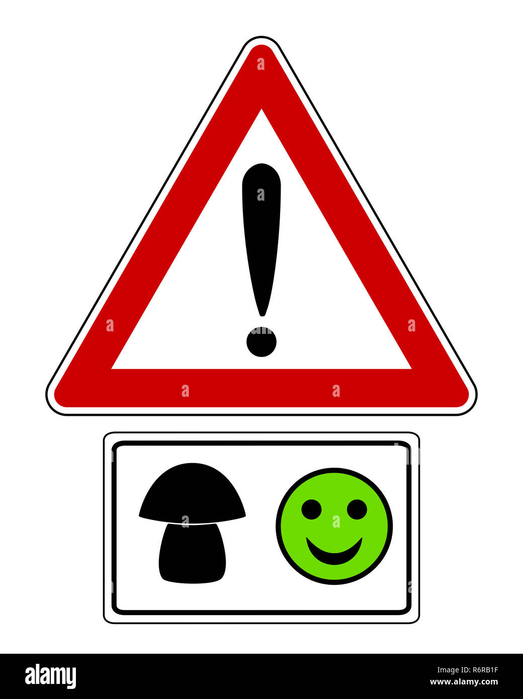 warning sign with smiley and mushroom Stock Photo - Alamy