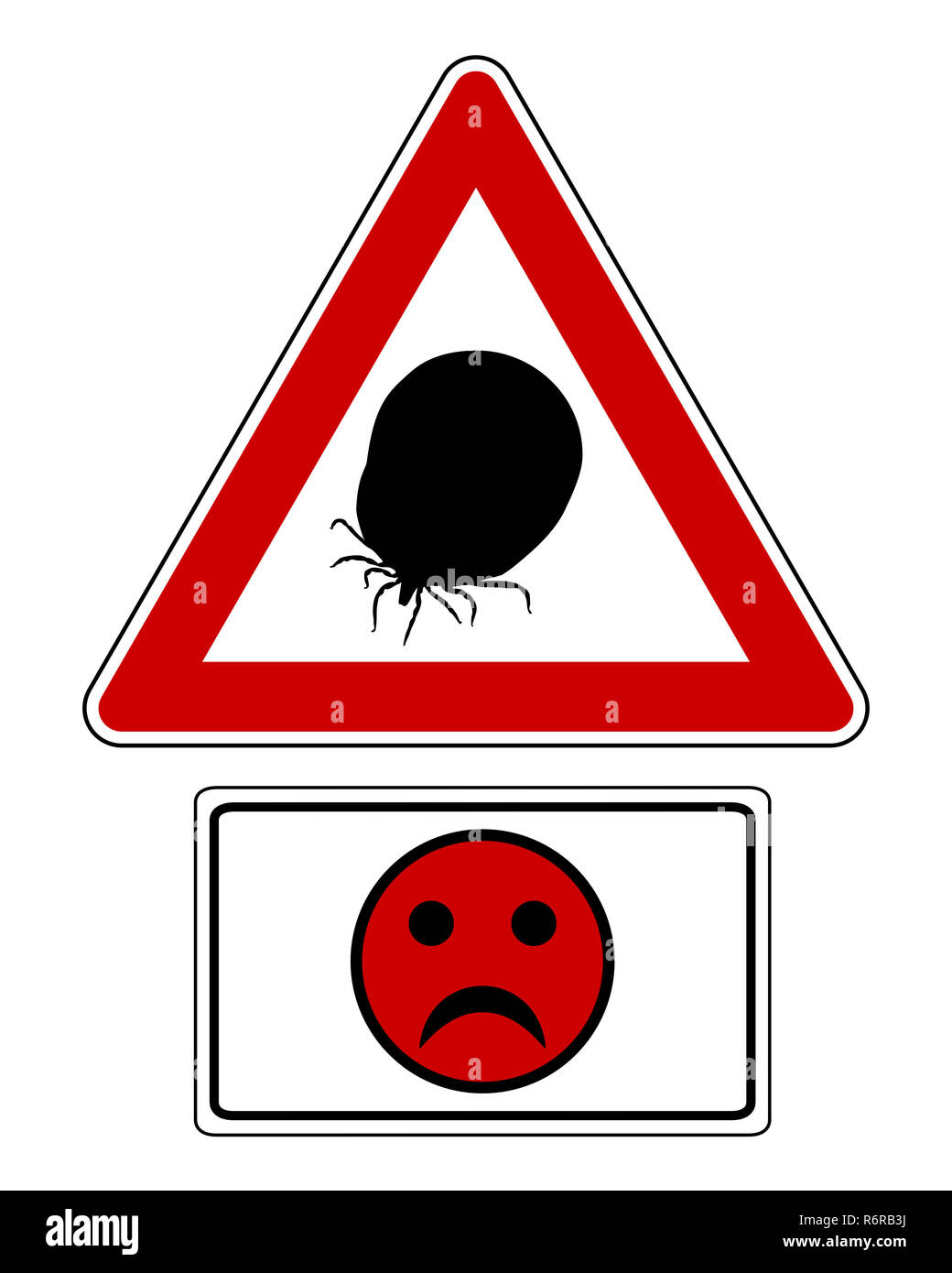 warning sign with additional sign and smiley face Stock Photo - Alamy