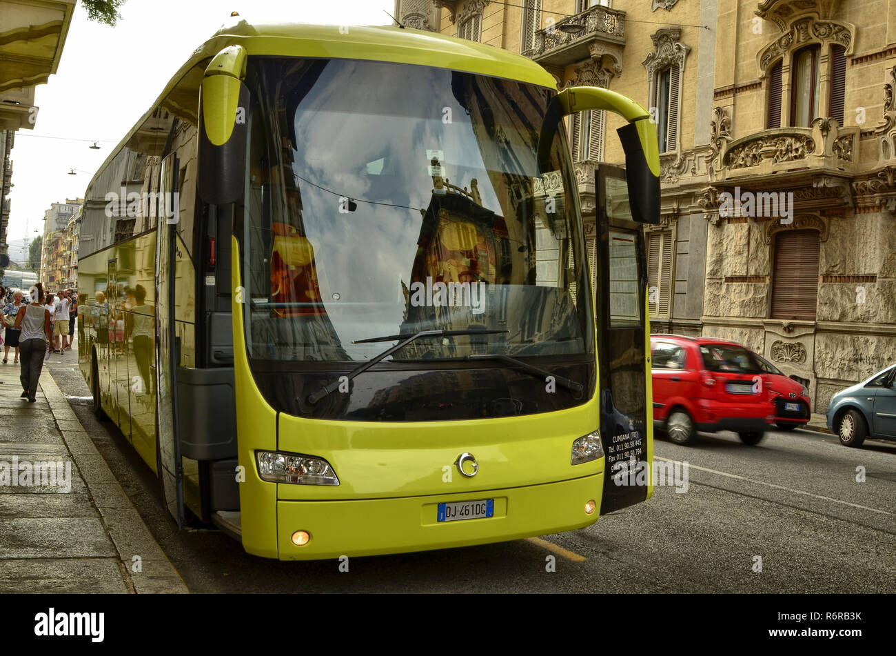 Turin, Piedmont, Italy. July 2018. Departure for the boys' summer camp ...