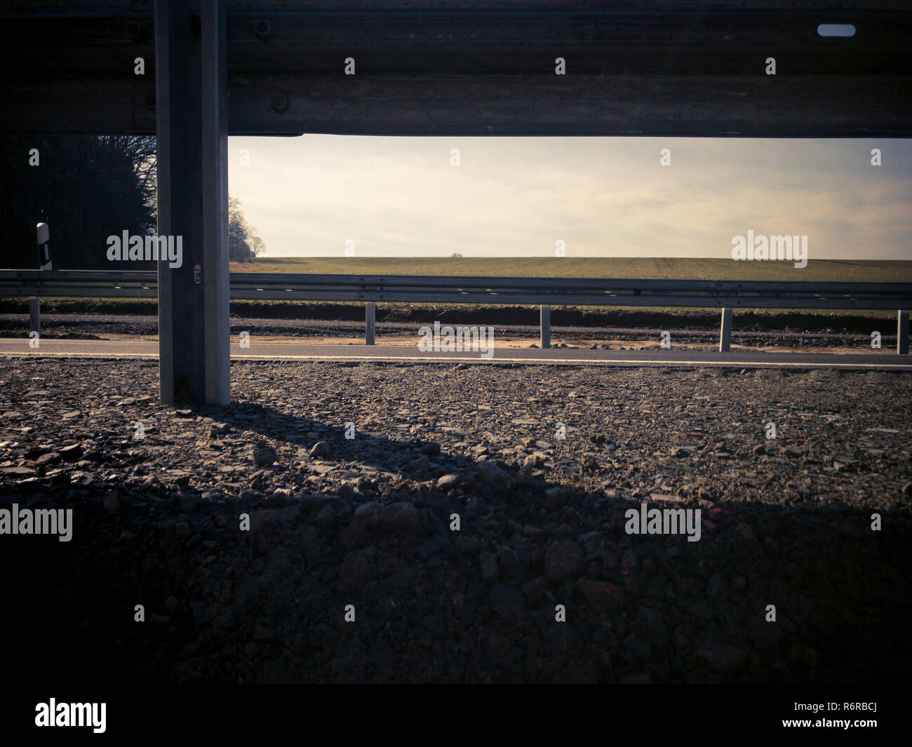 Lower angle view to the guardrails of a street Stock Photo - Alamy