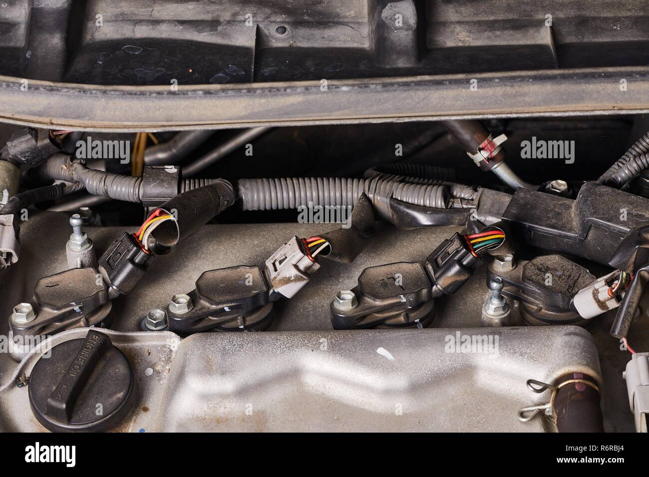 Car engine detail Stock Photo - Alamy