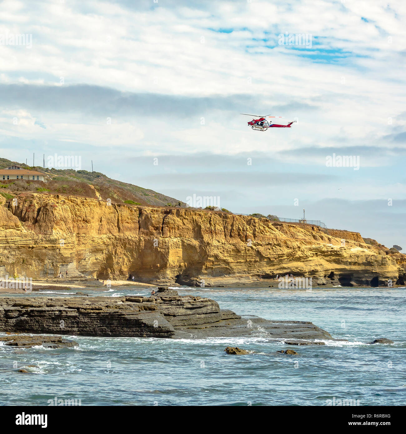 Flying over rock mountain beach hi-res stock photography and images - Alamy